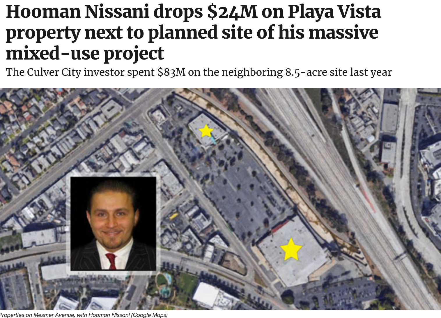 Hooman Nissani drops $24M on Playa Vista property next to planned site ...